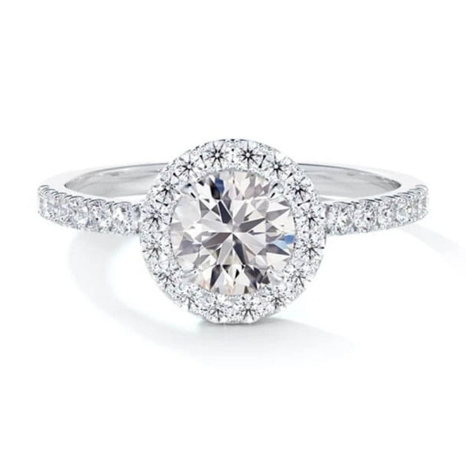 Bella Jewelry 14K White Gold Plated Ring - 1.52 Ct Round Cut Moissanite ...