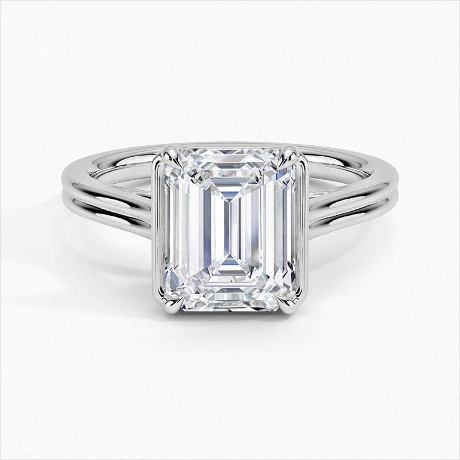 Bella Jewelry 2.11 Ct White Emerald Cut Moissanite Ring - 14K White ...