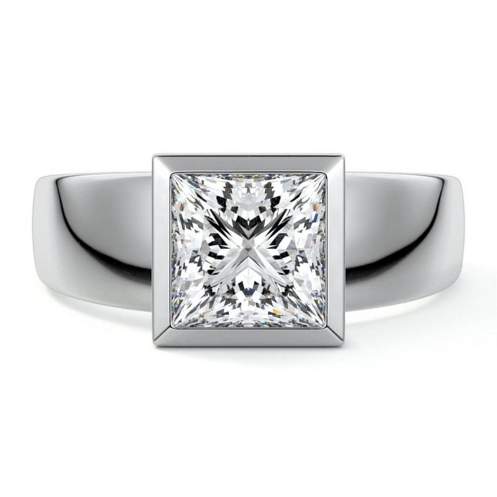 Bella Jewelry 2.16 Ct Princess Cut Moissanite Ring - 14K White Gold ...