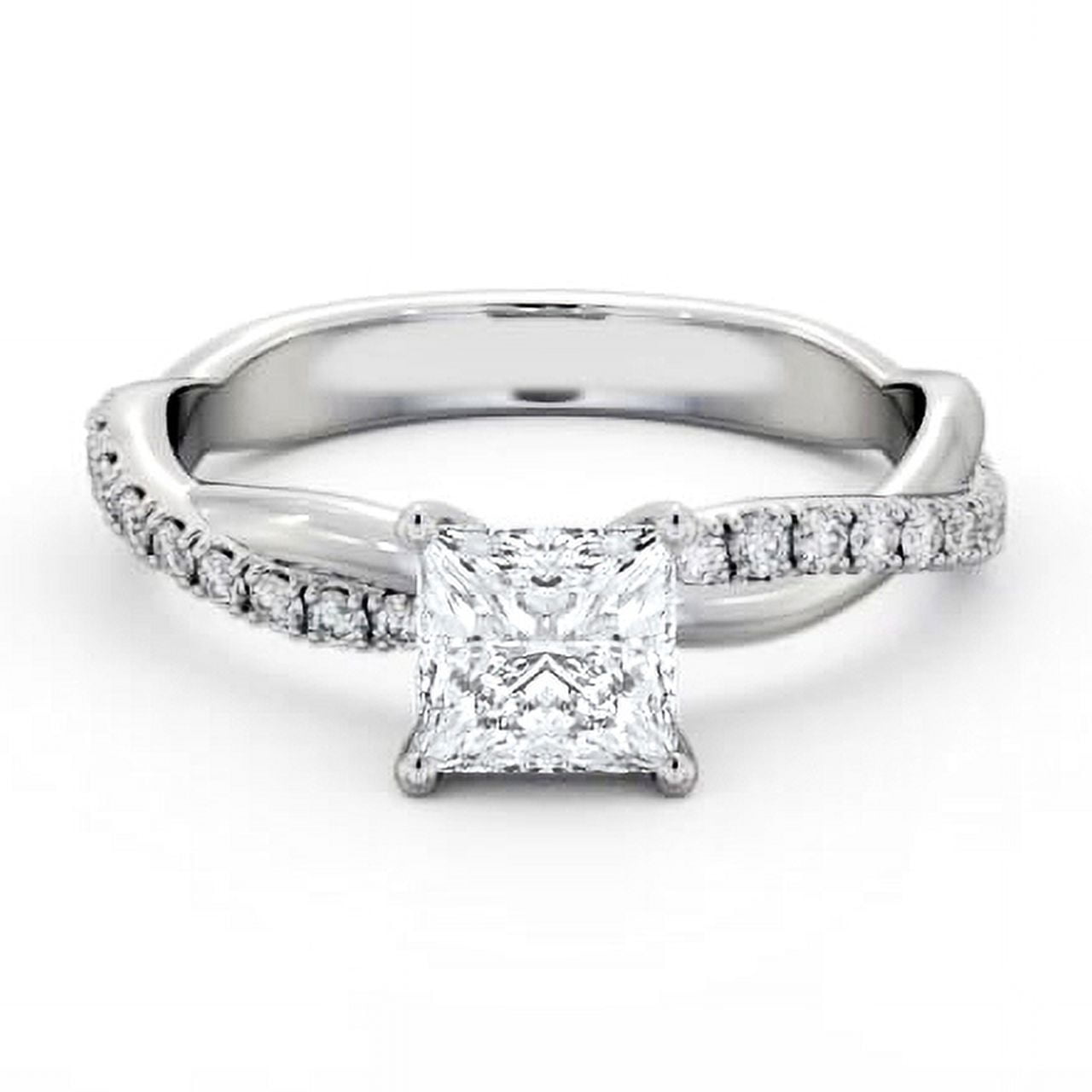 Bella Jewelry 2 Ct Princess Cut Moissanite Ring – Crossover Twisted Design – Solitaire with ...