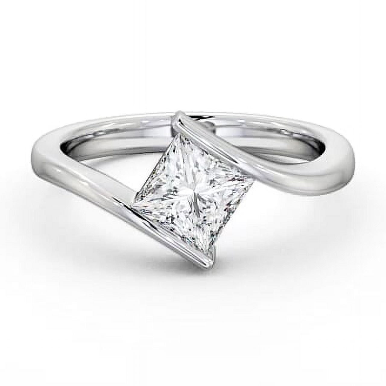 Bella Jewelry Princess-Cut 1.8 Ct Moissanite Sweeping-Bypass Engagement ...