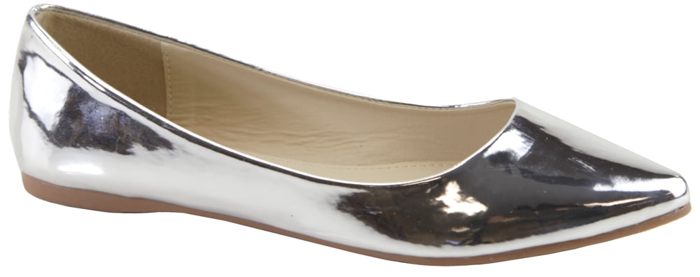 Bella Marie Angie-18 silver Womens Slip On Classic Ballet Flat Flats ...
