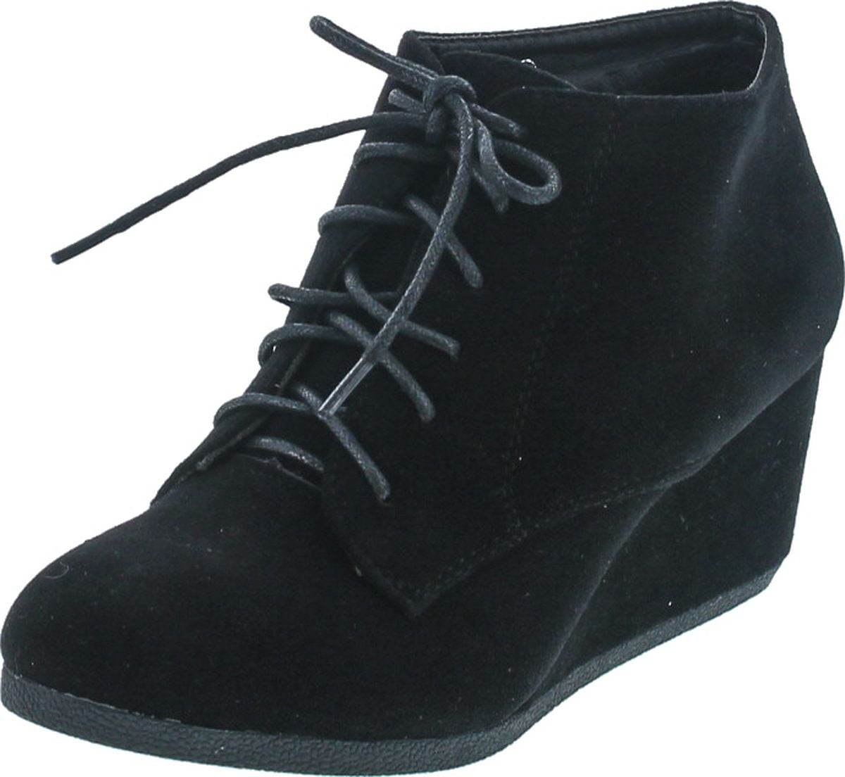 Bella Marie Brenda-11 Women's High Top lace up rounded toe platform wedge suede booties ...