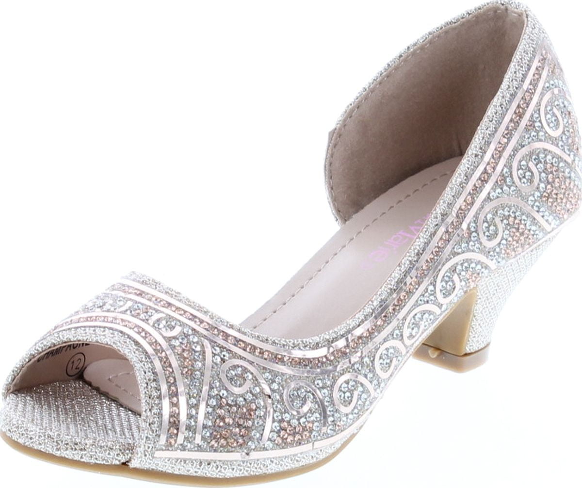 Bella Marie Girls Truly-5 Kids Sparkle Crystal Bling Open Toe Low ...