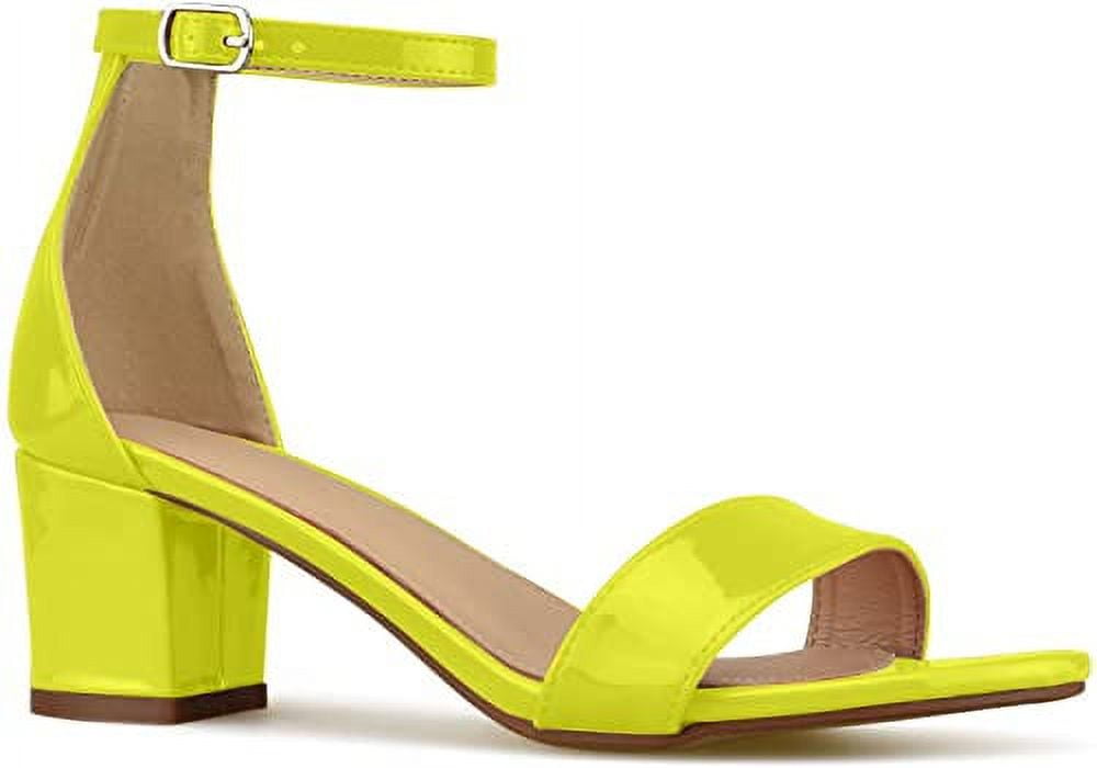 Bella Marie Jean-08 Neon yellow Patent Ankle Strap Open Toe Block Heel ...
