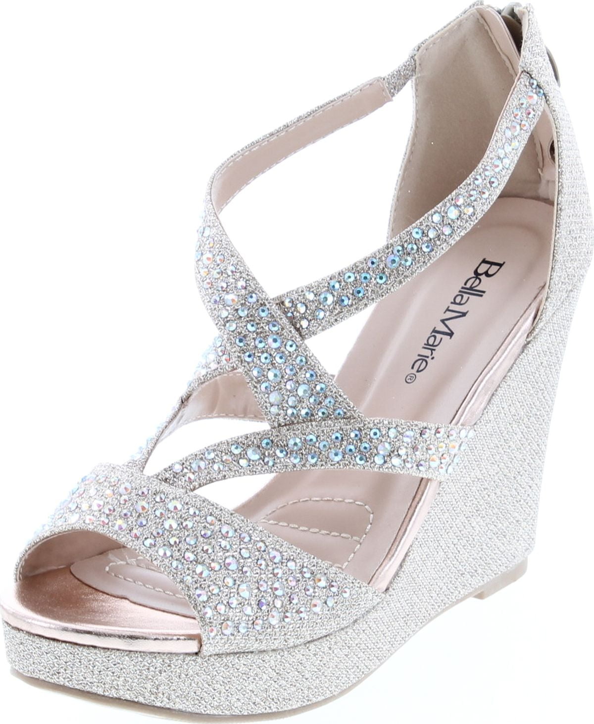 Bella Marie Santo-11 Women's Rhinestone Platform Wedge Sandal - Walmart.com