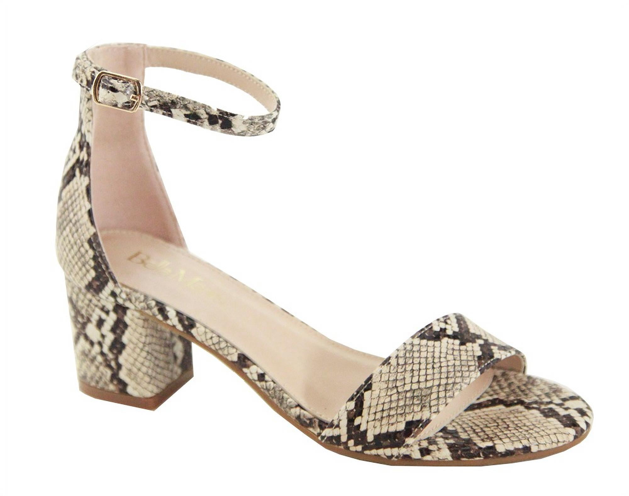 Bella Marie Women's Jean-08 Python Strappy Open Toe Block Heel Dress ...