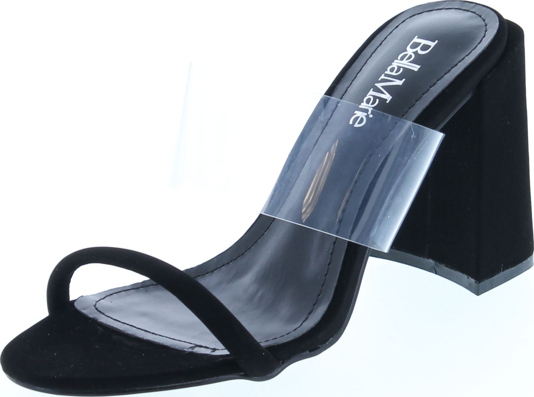 Bella Marie Womens Lounge-1 Chunky Heel Transparent Lucite Fashion ...