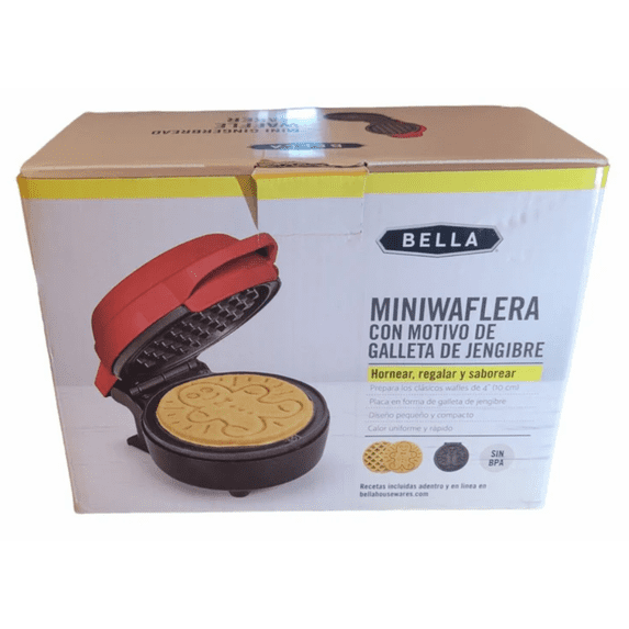 Bella Mini Gingerbread Waffle Maker, Nonstick Plates, Compact Design ...