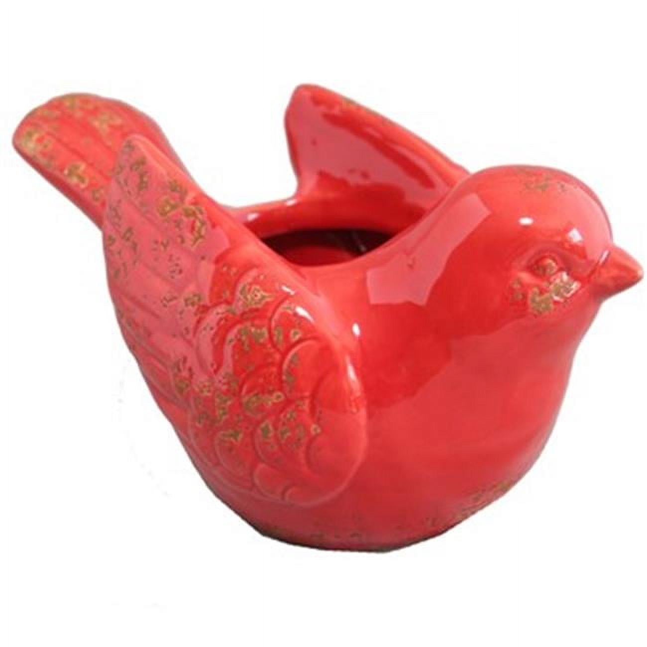 Bella Products BGPA0514A009E 8.7 in. Bella Bird Flowerpot Red Stoneware ...