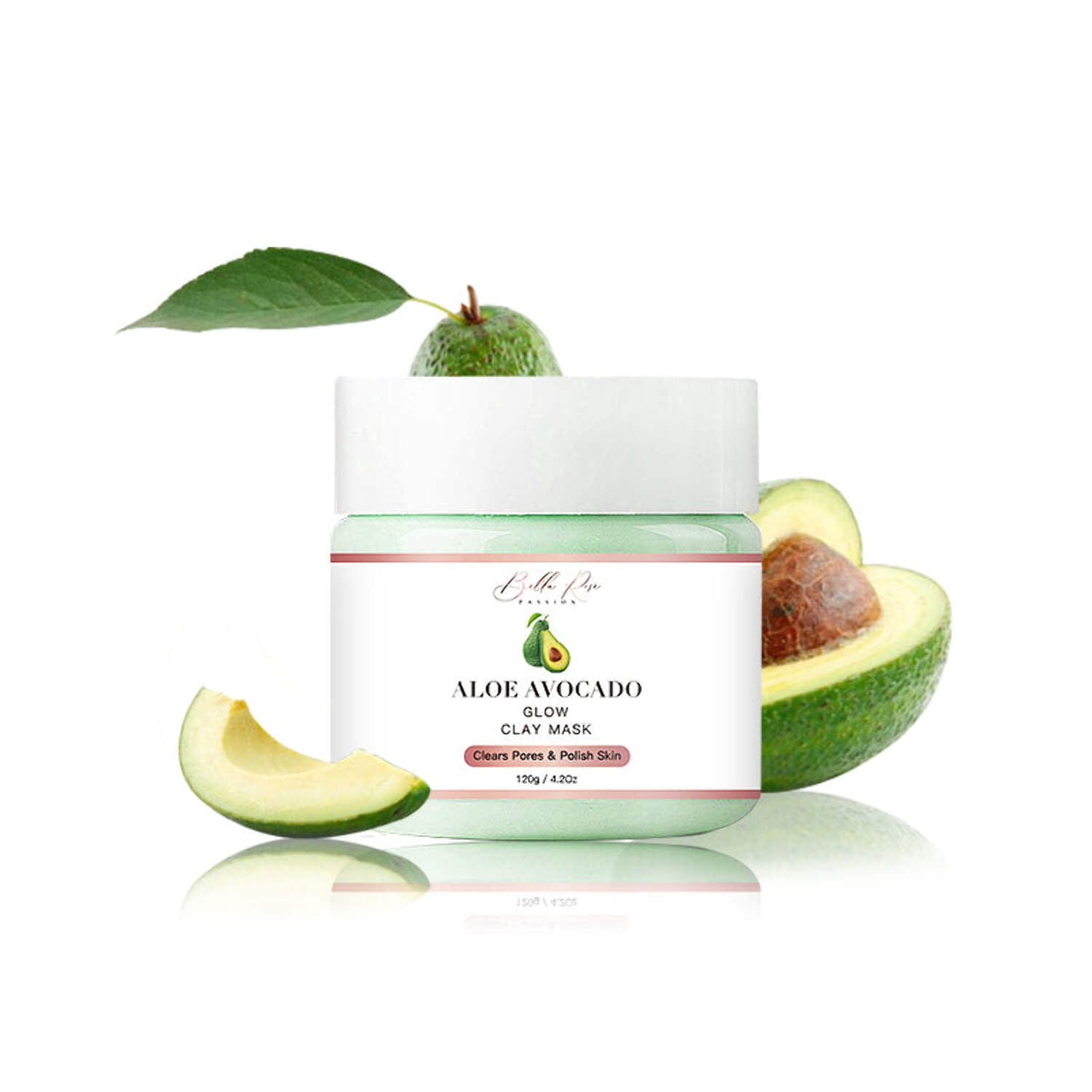 Bella Rose Aloe Avocado Clay Glow Face Mask - Deep Pore Cleansing ...