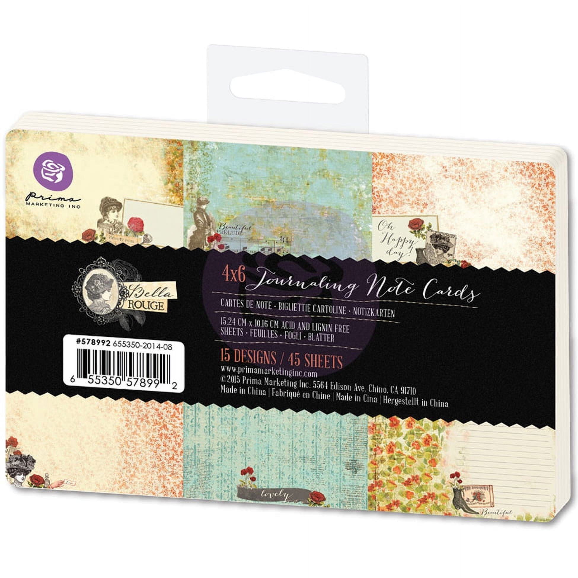 Bella Rouge Journaling Notecards Pad 4"X6"-3 Each Of 15 Designs, Pk 3 ...