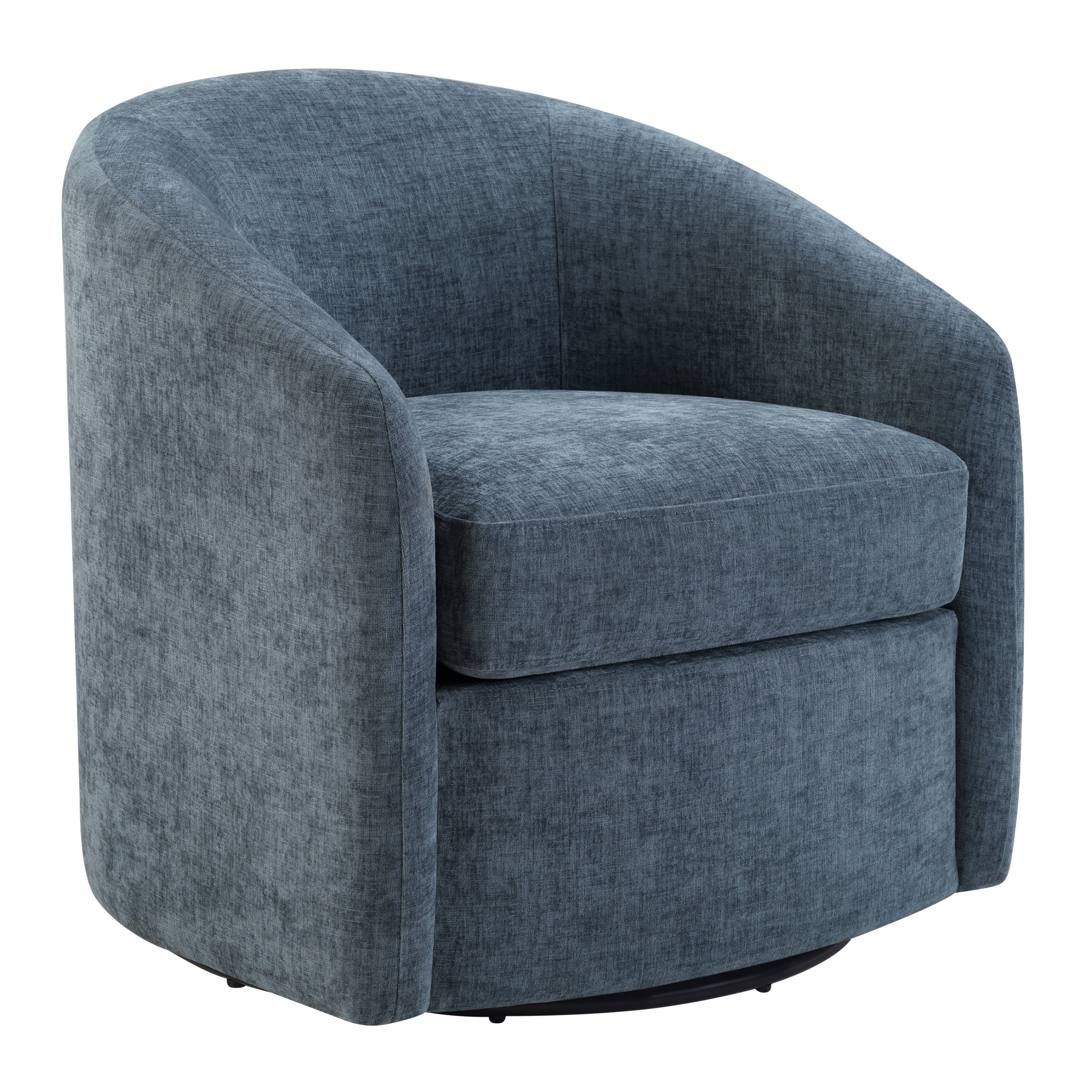 Bella Swivel Barrel Chair in Blue Denim Fabric - Walmart.com