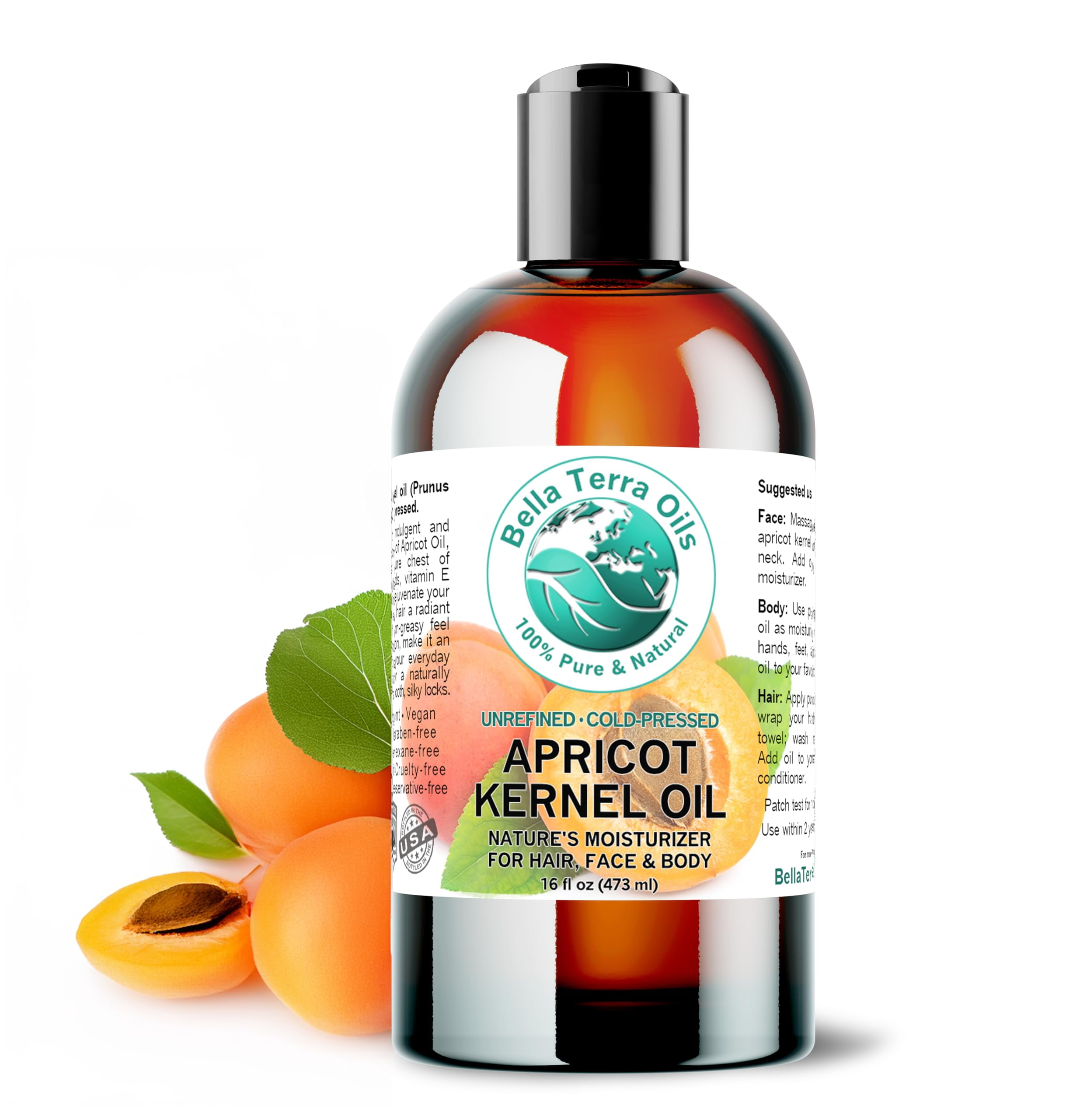 Bella Terra Oils - AKF18 Organic Apricot Kernel Oil 16 oz - Cold ...