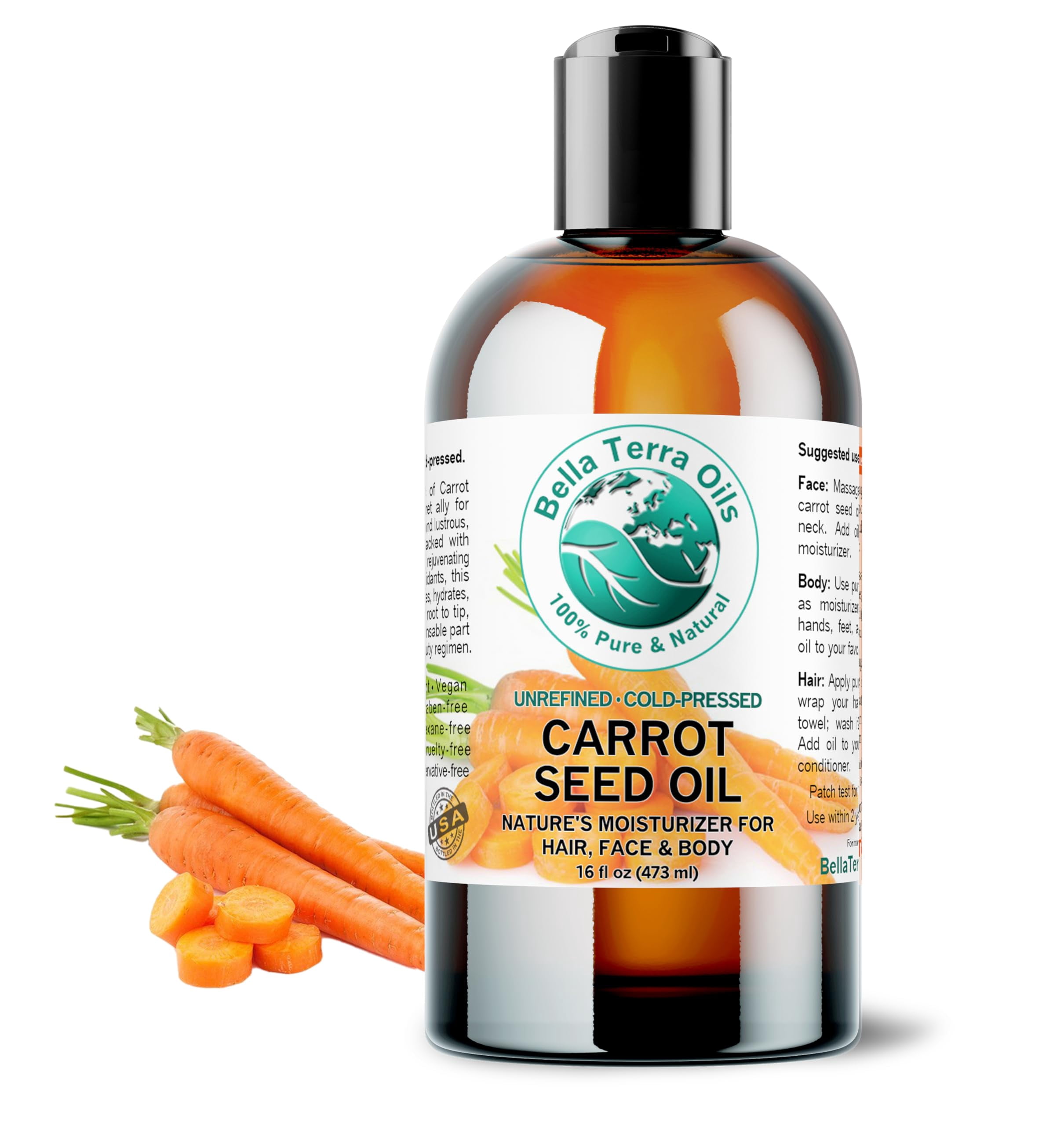 Bella Terra Oils - AKF18 Organic Carrot Seed Oil 16 oz - Pure Organic ...