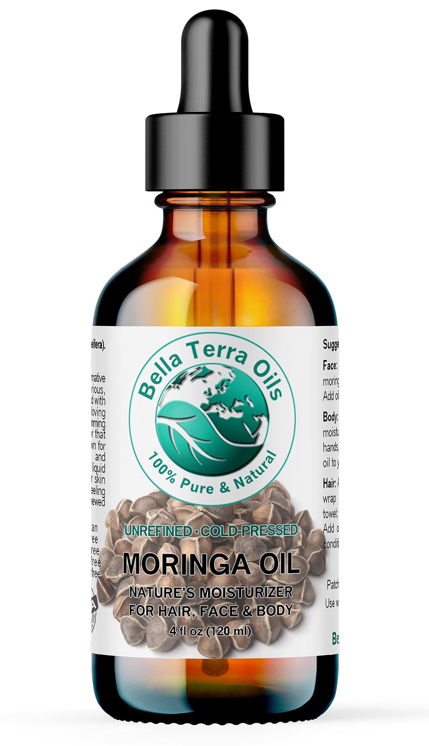 Bella Terra Oils - BDF6 Organic Moringa Oil 4 oz - Celebrating Pure Premium Organic Moringa ...