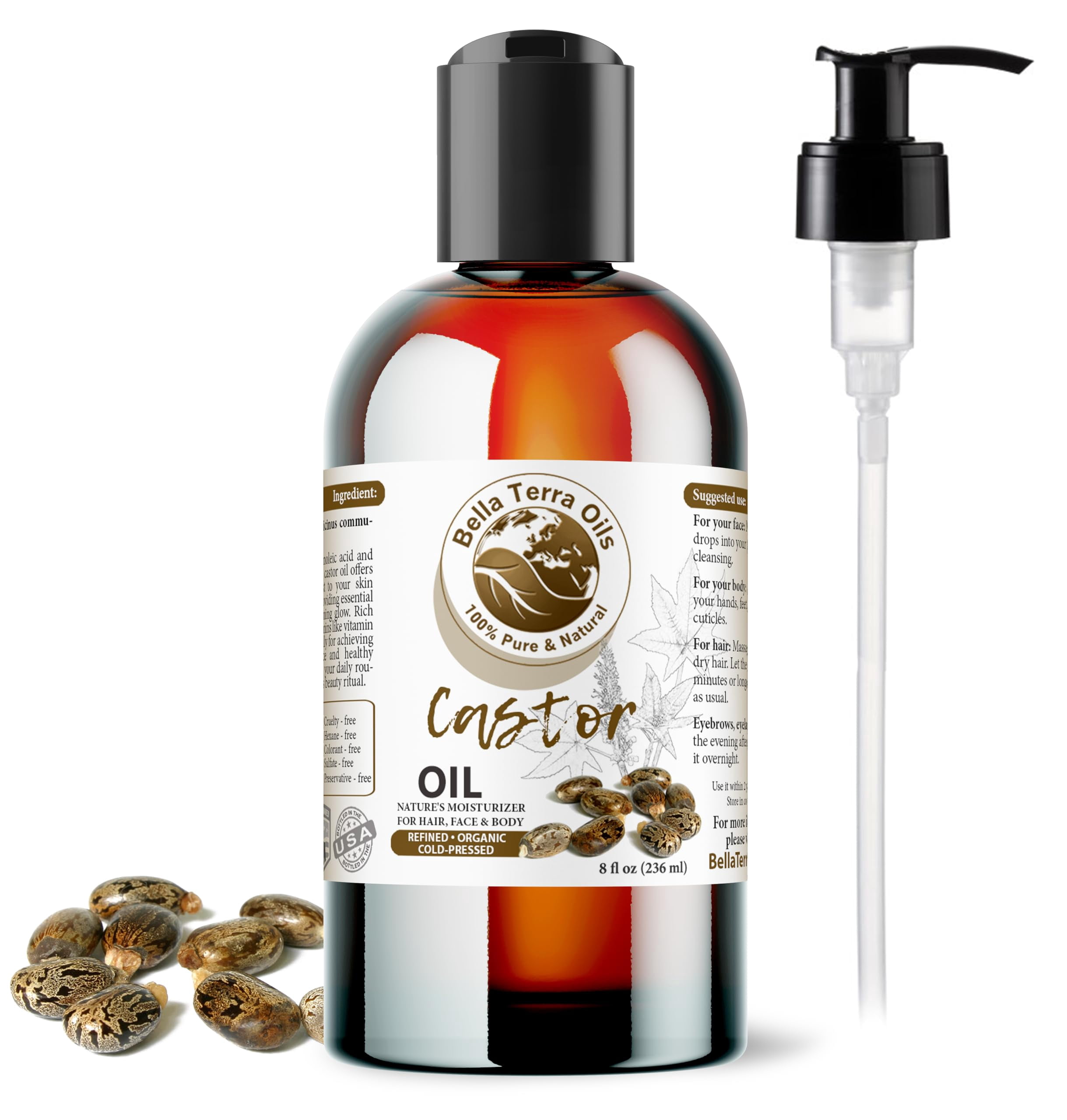 Bella Terra Oils - DMF15 Organic Castor Oil 8oz - The Essence of ...