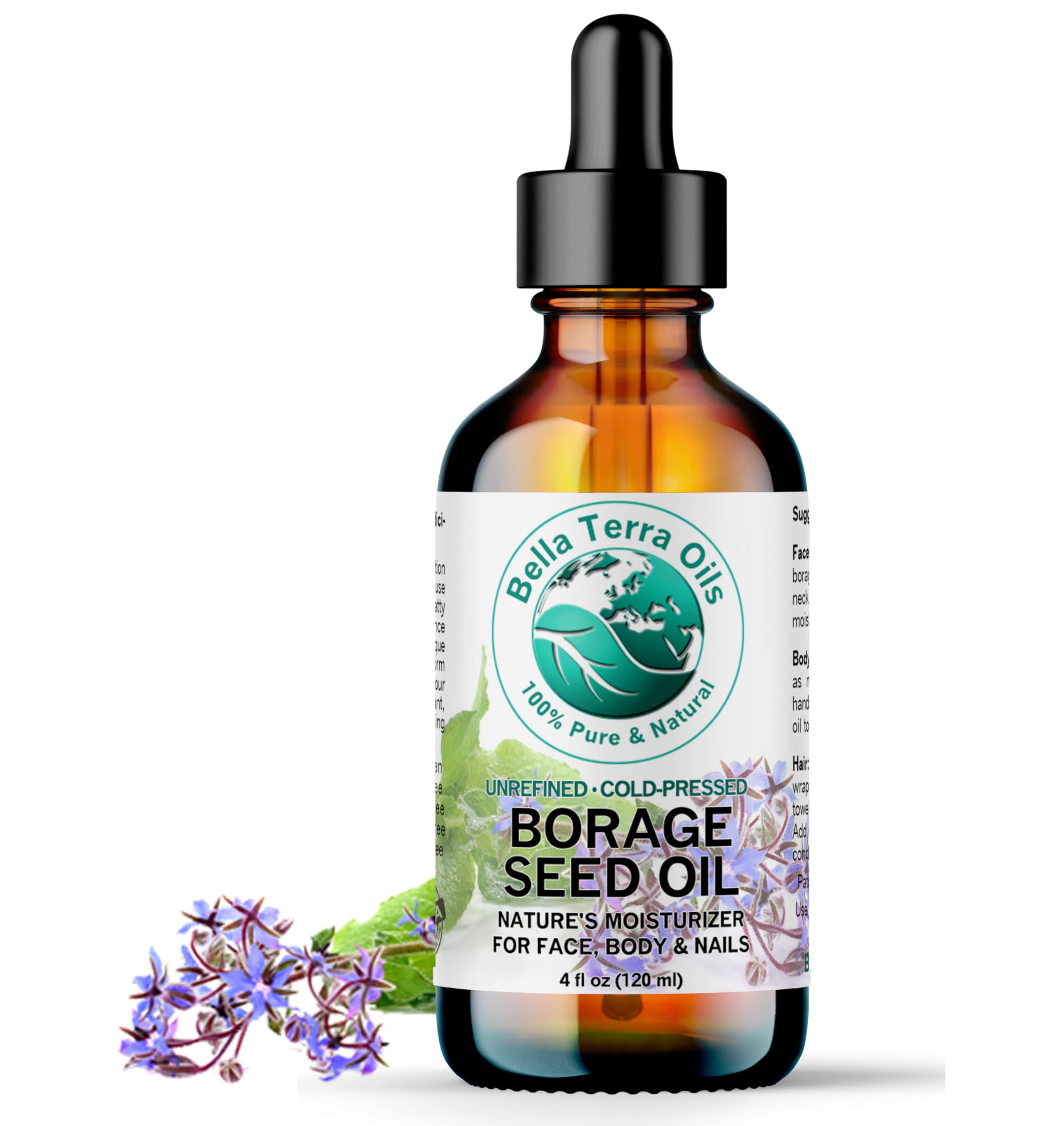 Bella Terra Oils - IRF13 Organic Borage Seed Oil 2 oz - Cold-Pressed ...