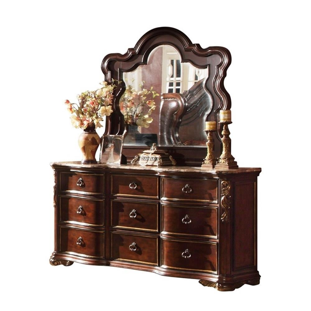 Bella Traditional Dresser made with Wood In Dark Walnut Color - Walmart.com