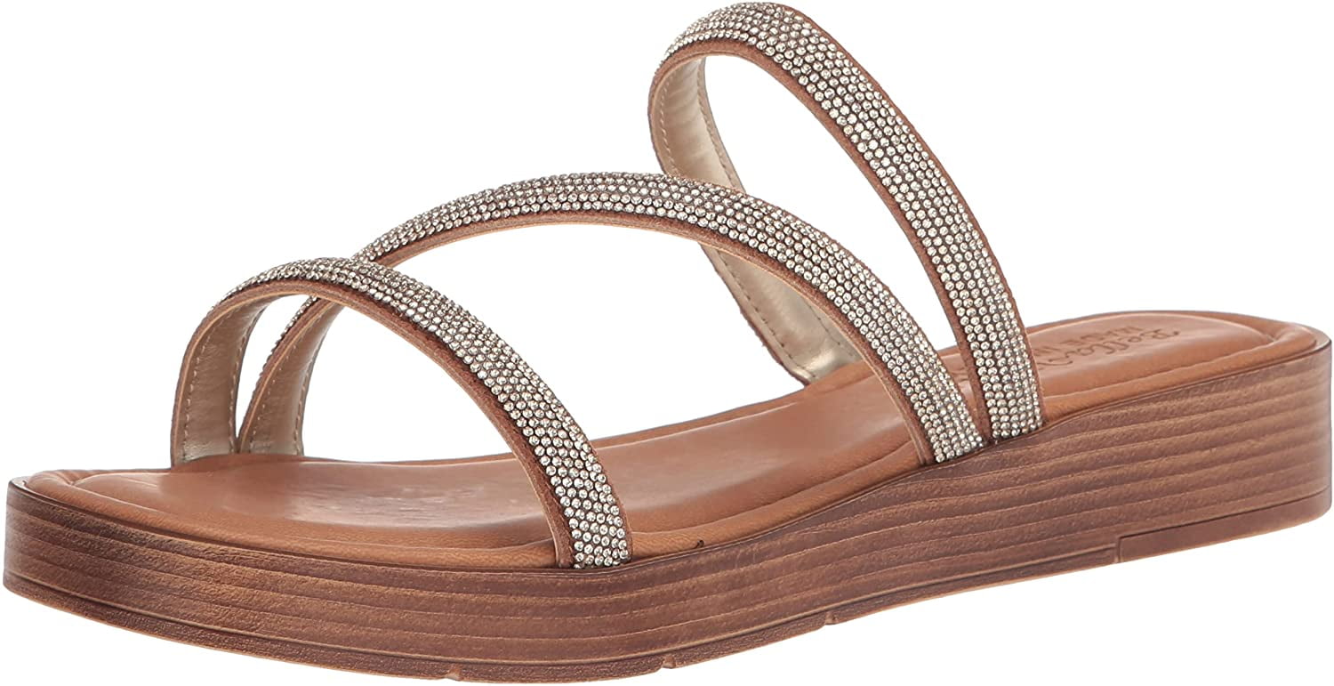 Bella Vita Mens Ona-Italy Sparkle Slide Flat Sandal 5.5 Gold Metallic ...