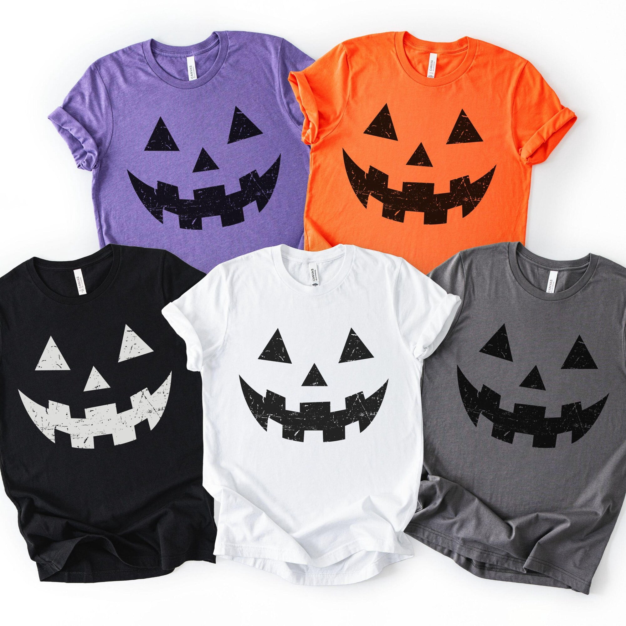 Bella and Canvas Group Jack O Lantern Shirts Retro Pumpkin Face Teacher ...