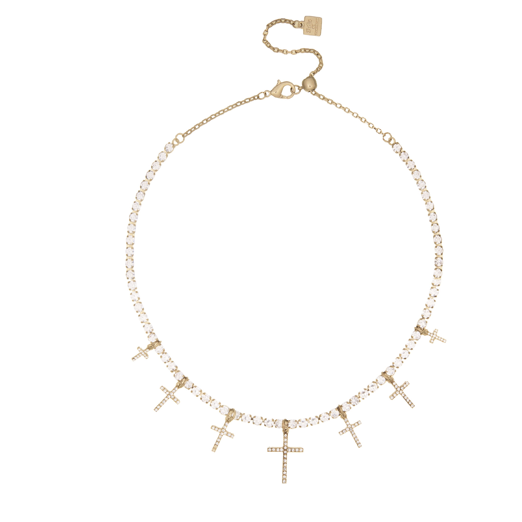 Bella by Thorne Multi Cross CZ Statement Adult Necklace, Gold, (Unisex ...