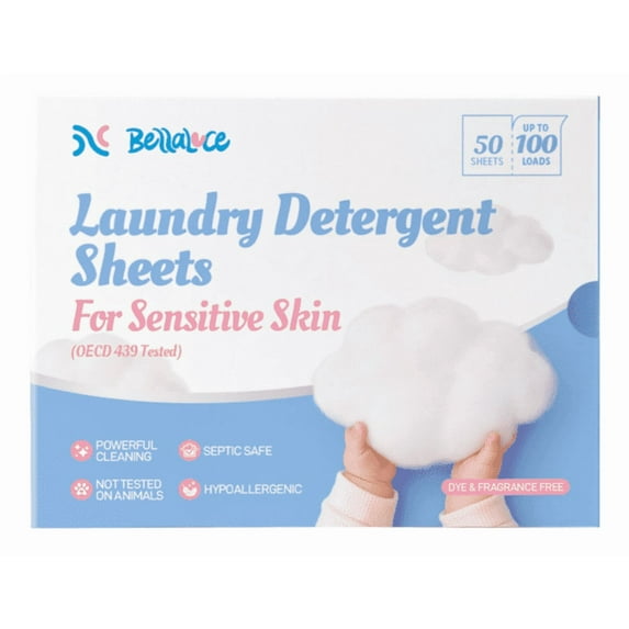 BellaLuce Laundry Detergent Sheets, Unscented for Sensitive Skin, 100 ...