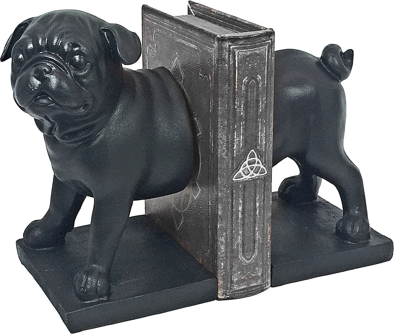Bellaa Boston Pug Bookends Black Dog Animal Bulldog Decorative Book ...