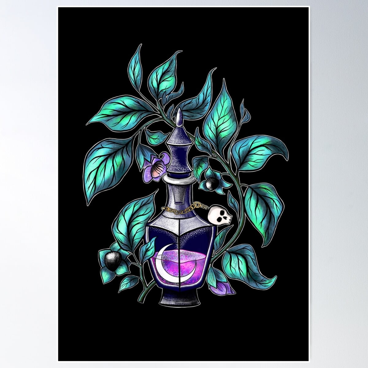 Belladonna. Deadly Nightshade. Crescent In Potion Bottle Poster Wall ...