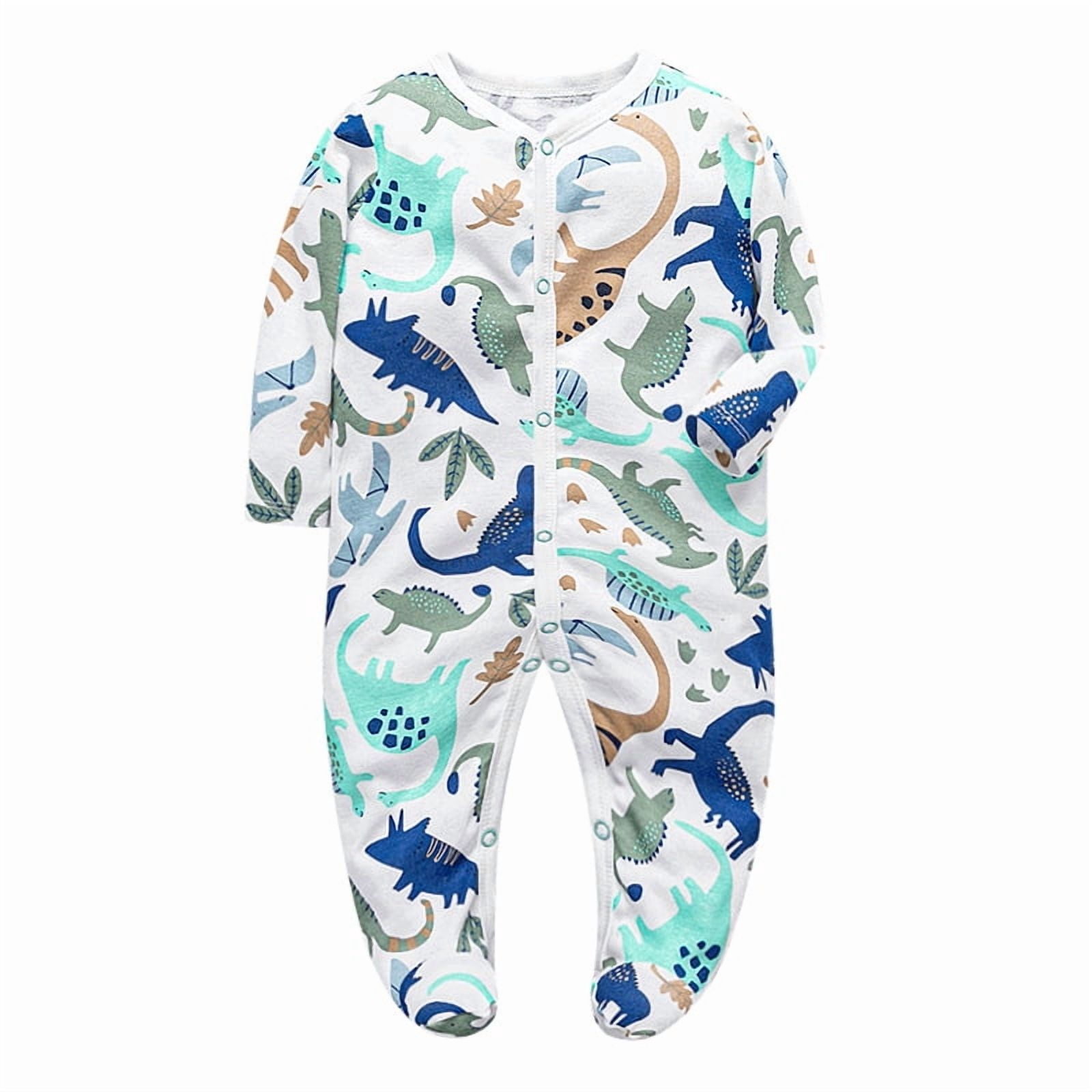 Bellafa 0-12M Baby Boys Long Sleeve One-Piece Footies Newborn Button ...