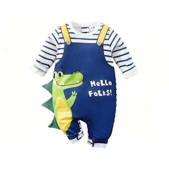 Bellafa 0-18 Months Baby Boys Cartoon Jumpsuit Infant Fall Spring ...