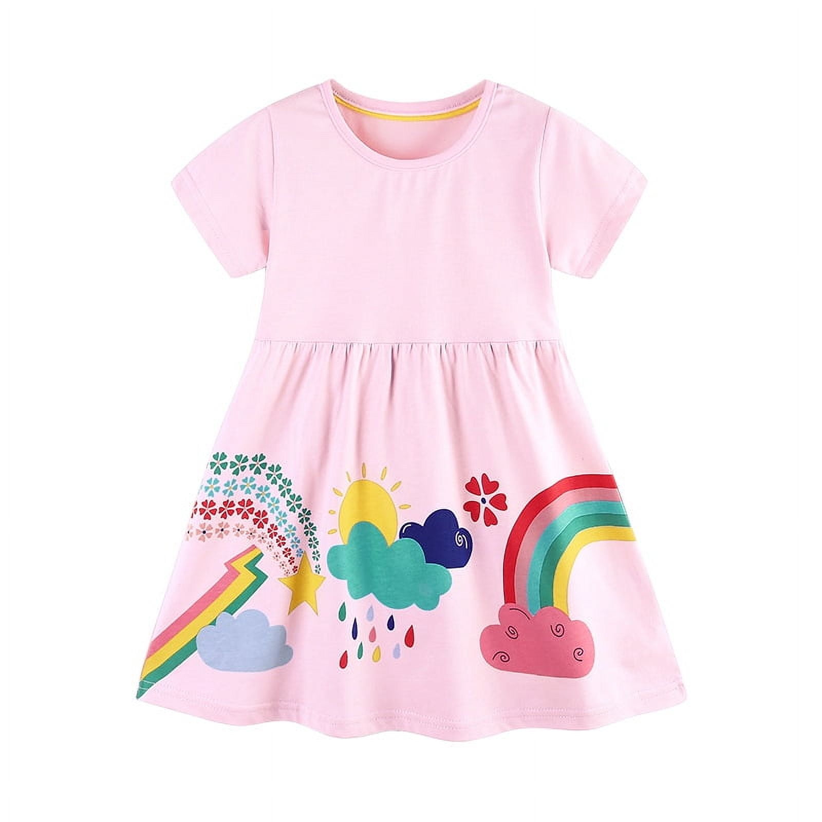 Bellafa 100% Cotton Cartoons Applique Jersey Dress For 2-7 Years Little ...