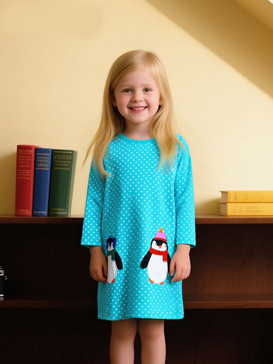 Bellafa 2-7T Little Girls Long Sleeve Dress Toddler Kids Christmas ...