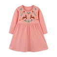 Bellafa 2-7T Little Girls Long-Sleeved Dresses Toddler Pink Cotton ...