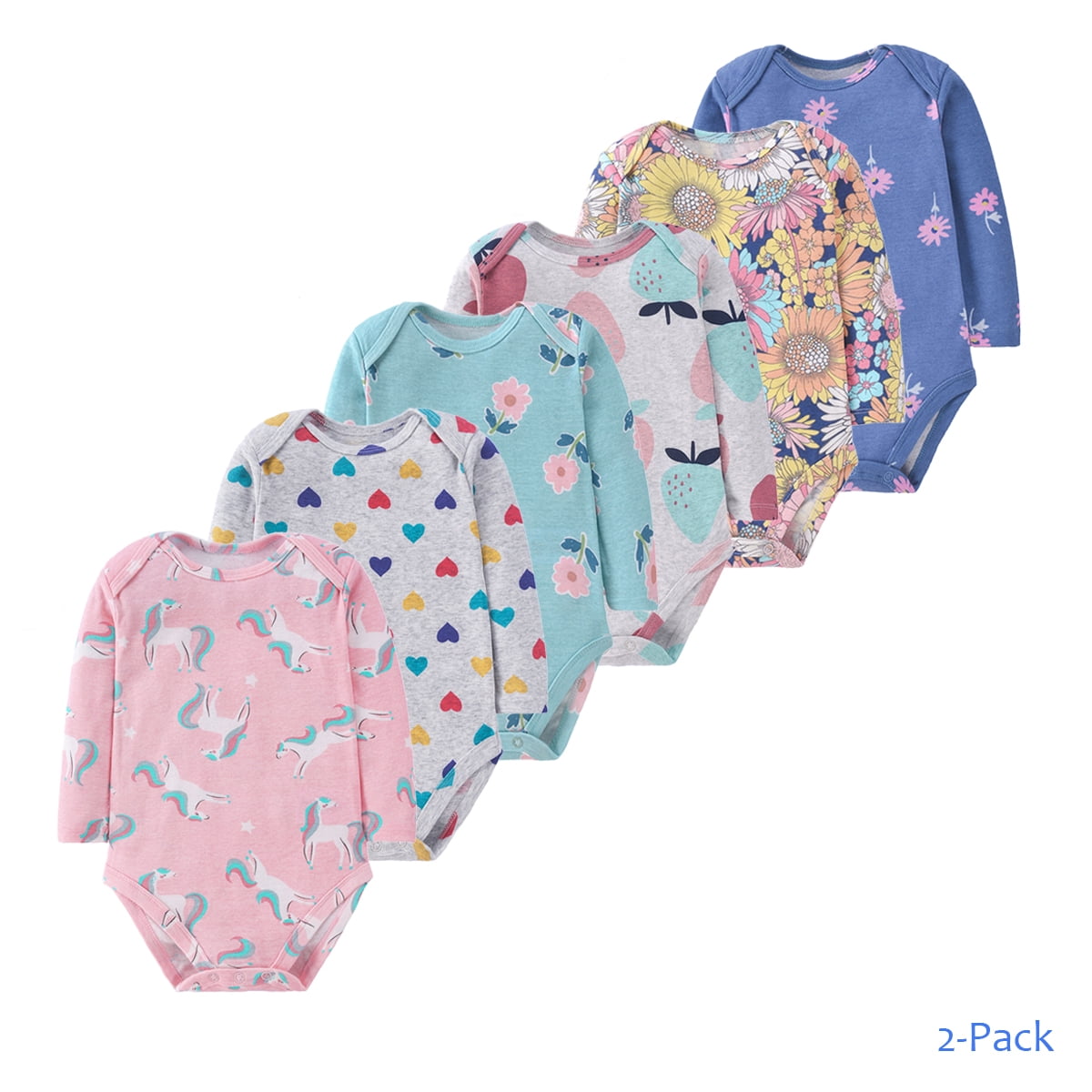 Bellafa 2-pack Long Sleeve Bodysuits One-piece 100% Organic Cotton for ...