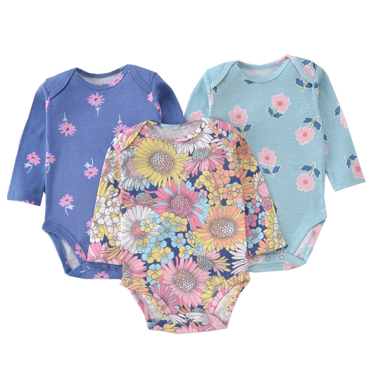 Bellafa 3-pack Long Sleeve Bodysuits One-piece 100% Organic Cotton for ...
