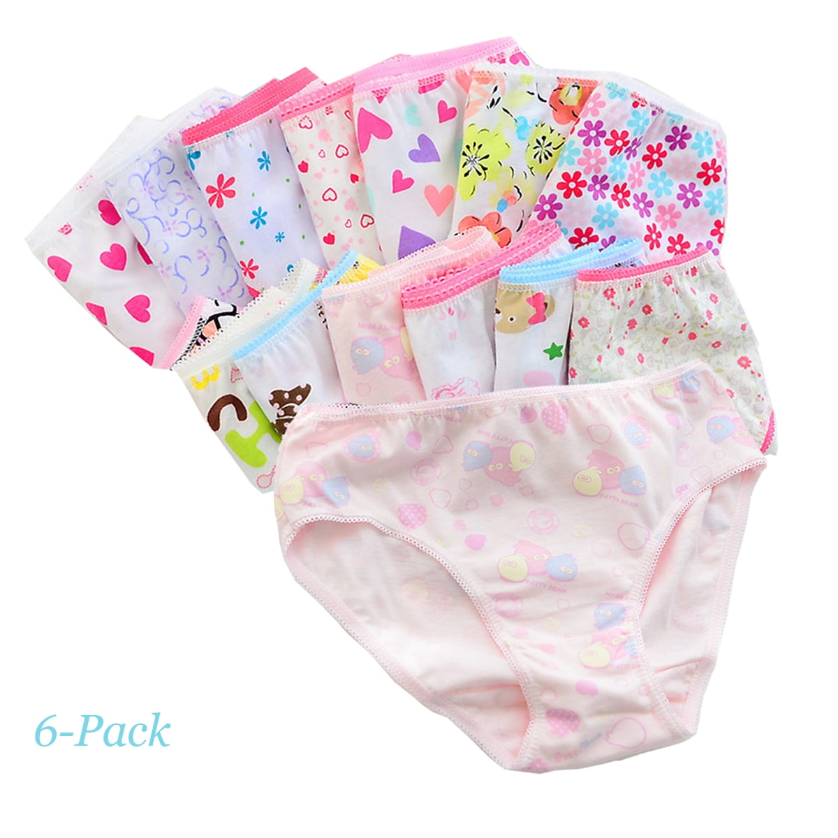 Bellafa 6-Pack Little Girls' Underwear Briefs 3-12T Baby Girl Soft ...