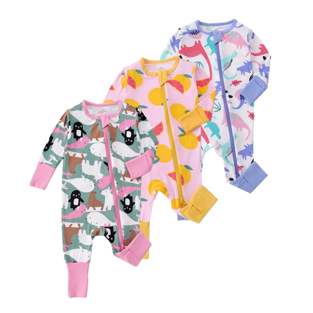 Bellafa Baby Girl's Sleeper PJs, Bamboo Viscose Soft One-Piece Footie ...