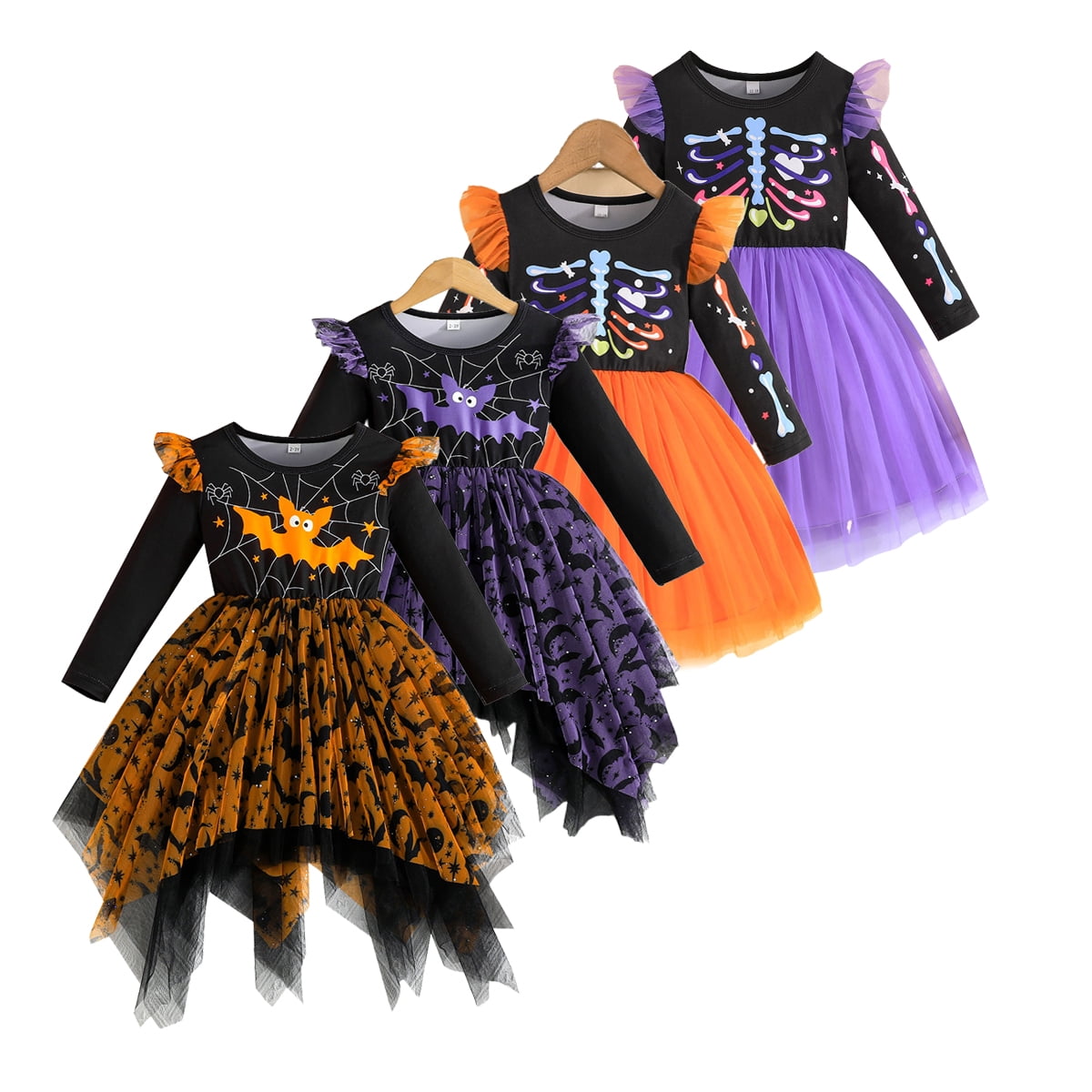 Bellafa Baby Girls Ghost Spider Tulle Dress Toddler Girl Ruffler Long ...