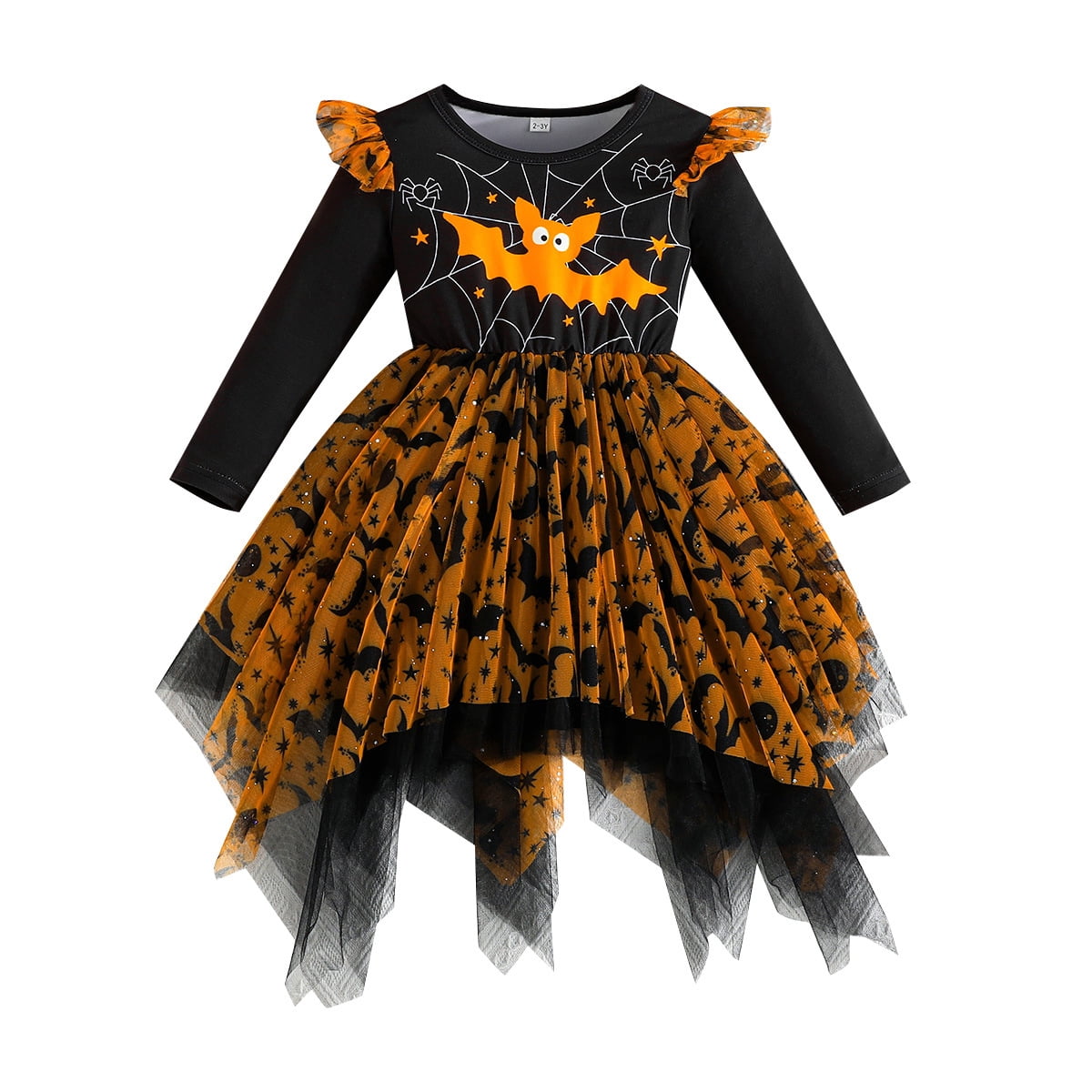 Bellafa Baby Girls Ghost Spider Tulle Dress Toddler Girl Ruffler Long ...