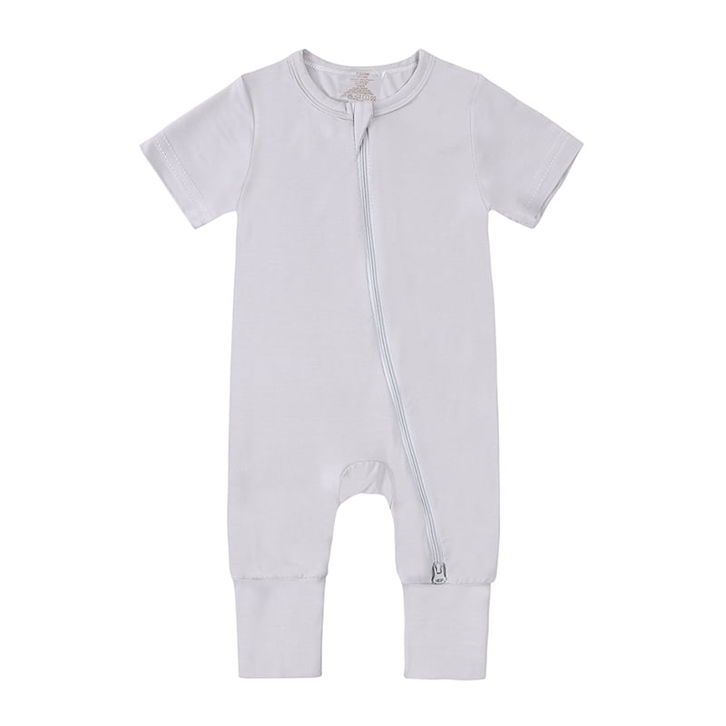 Bellafa Bamboo Rayon Baby Pajamas, Short Sleeve Footless Rompers, 2-Way ...