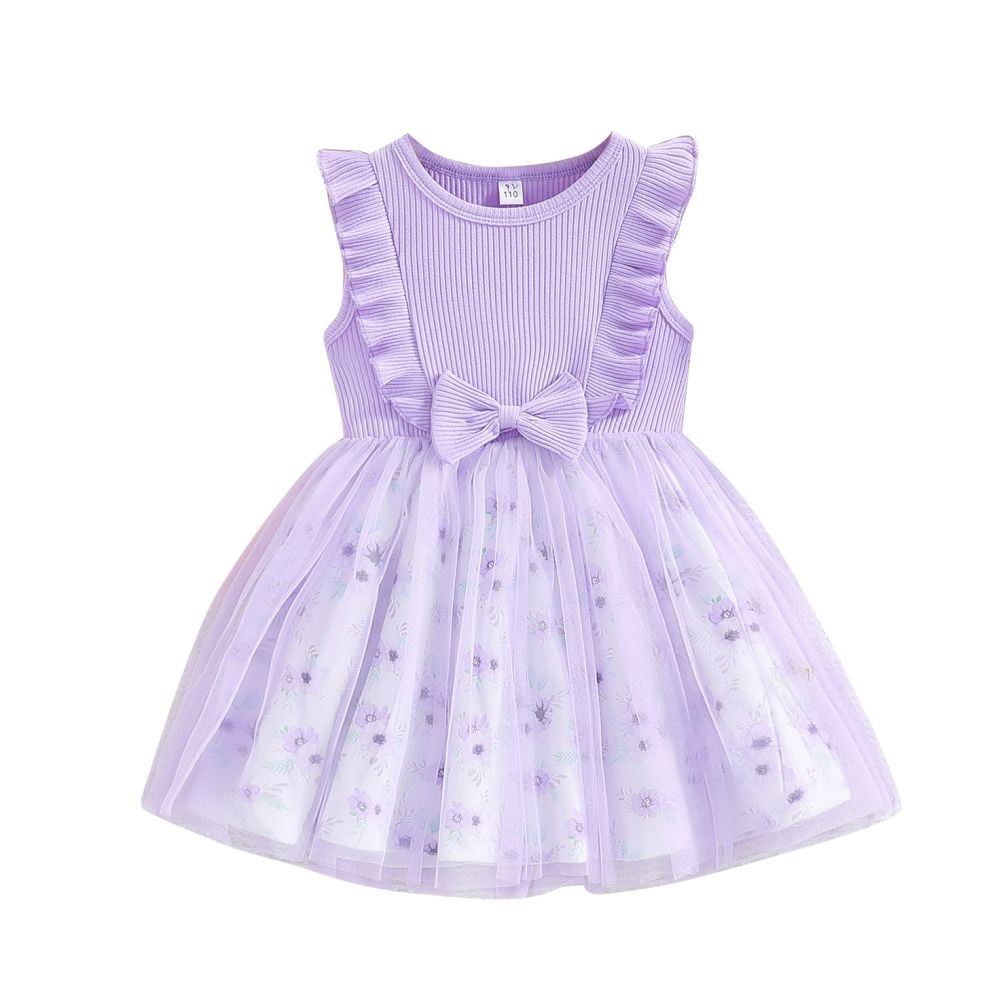Bellafa Girls Tulle Dresses Princess Flutter Sleeve Bowknot Tutu ...