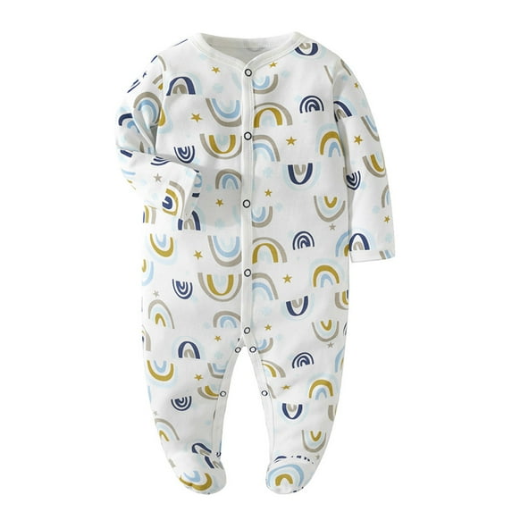 Bellafa Infant Baby Boys' Long Sleeve Footed One-Piece Button Snap ...