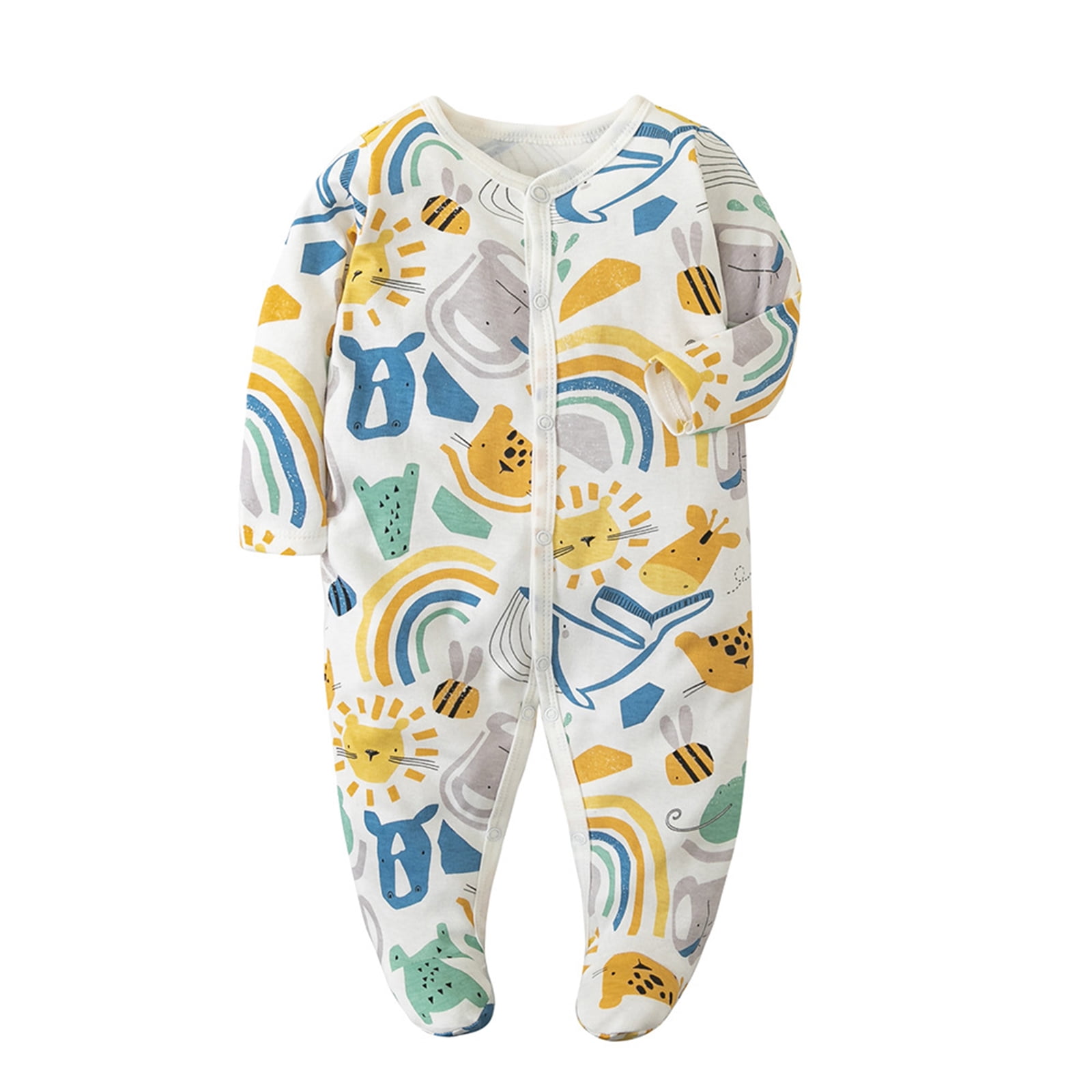 Bellafa Infant Baby Boys' Long Sleeve Footed One-Piece Button Snap ...