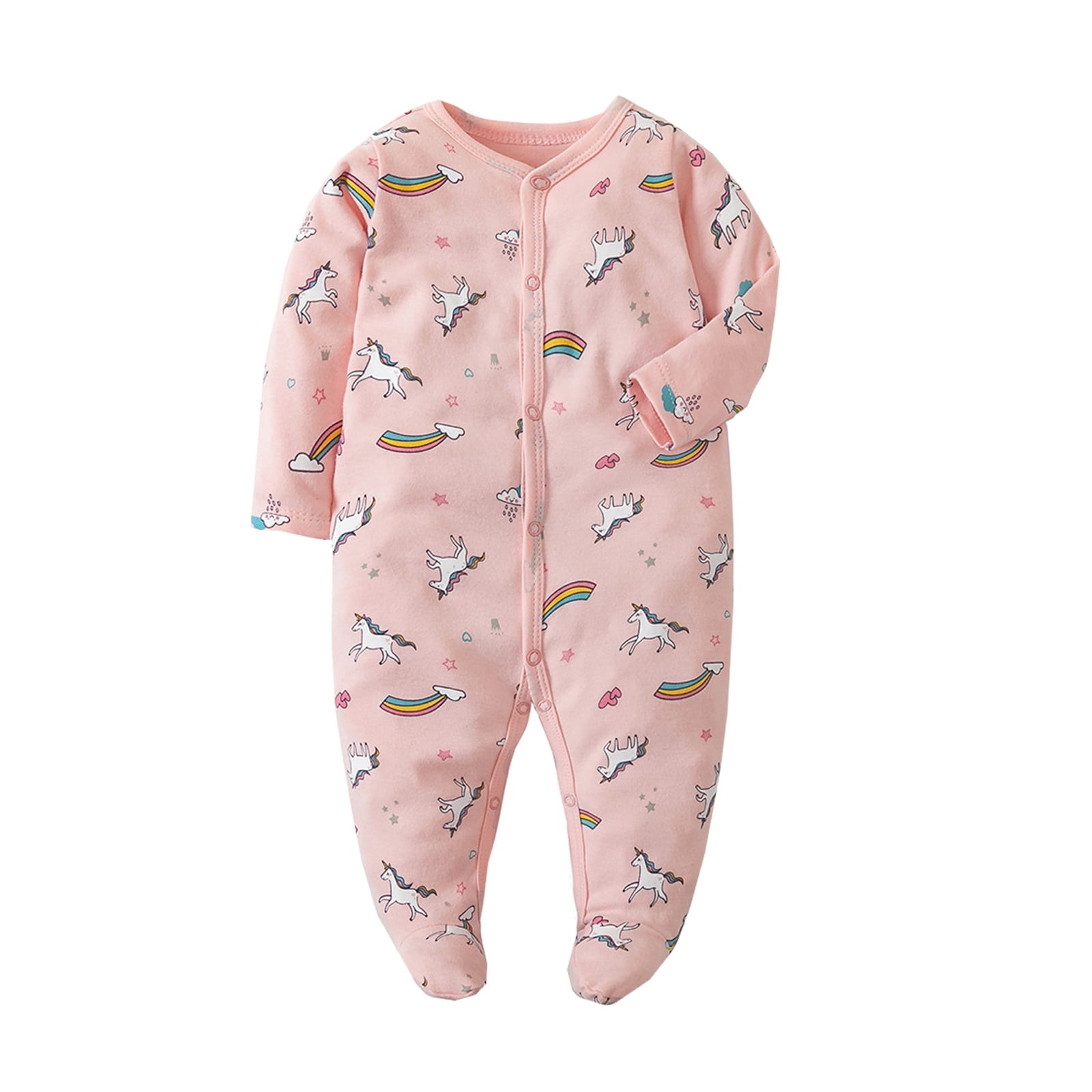 Bellafa Infant Baby Girls' Footed Jumpsuit One-Piece Button Snap ...