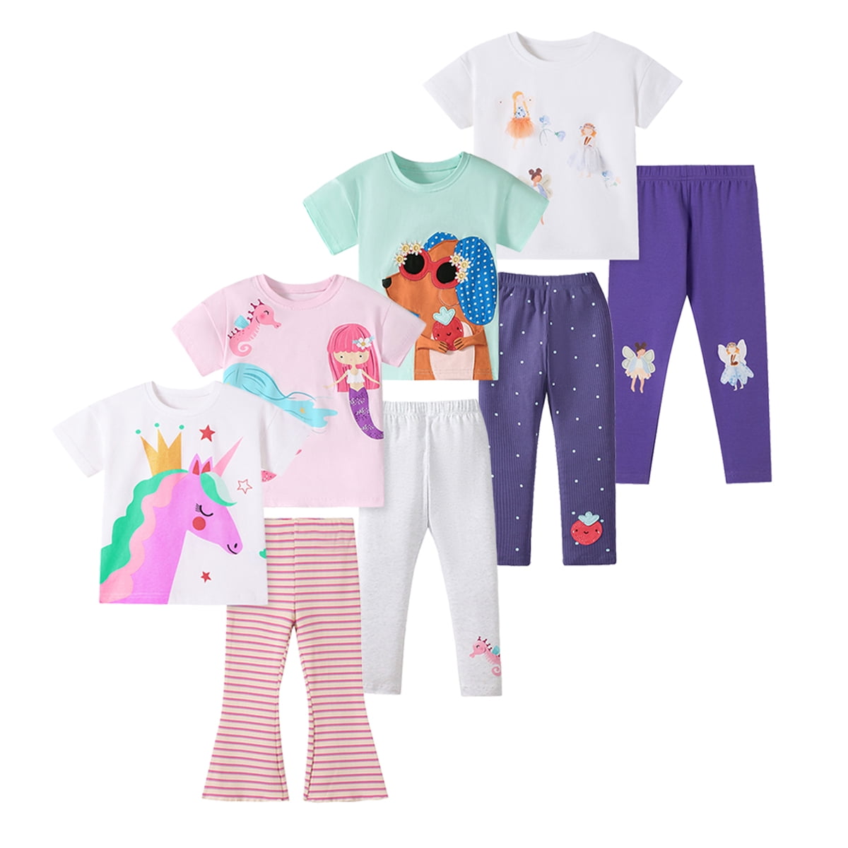 Bellafa Kids Toddler Girls Clothes 2-7 Years Outfits Unicorn Graphic ...