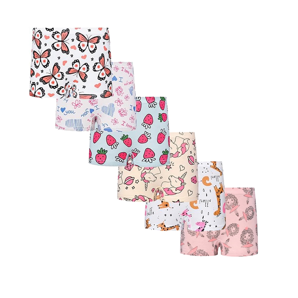 Bellafa Little Girls' Soft Cotton Underwear Toddler Undies 5 Packs Kids ...