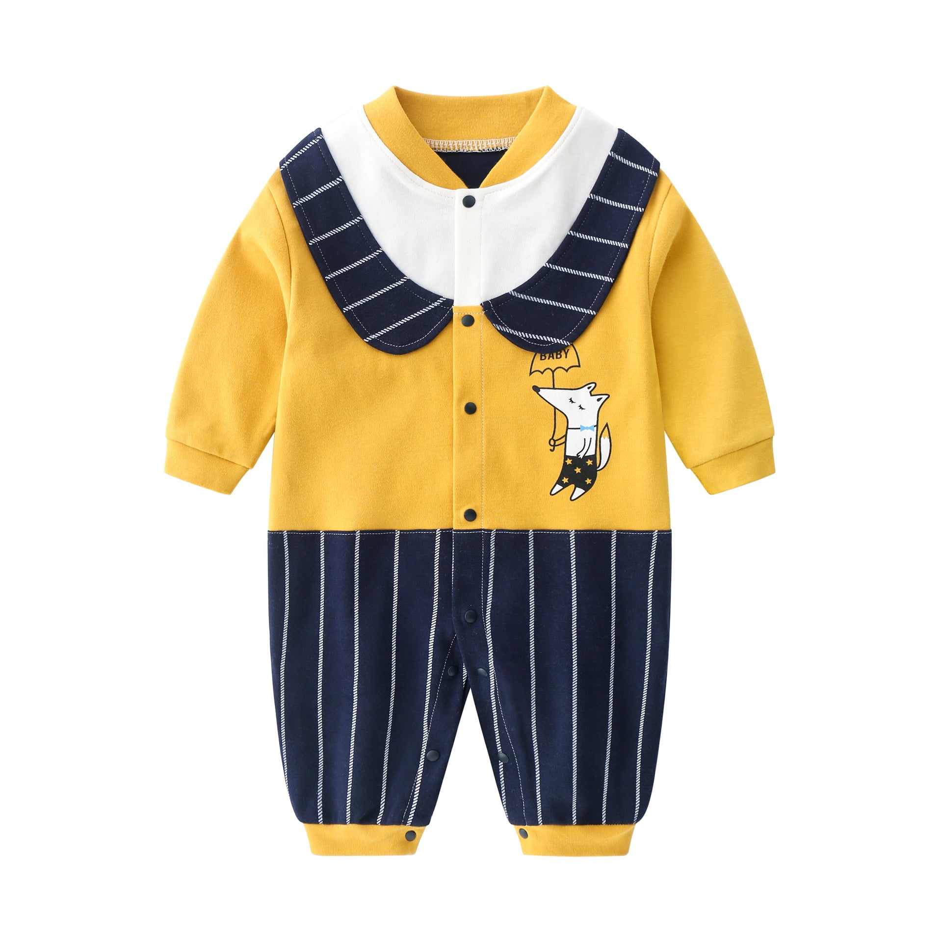 Bellafa Newborn Baby Boy Long Sleeve Gentleman Romper Suit Cartoon ...