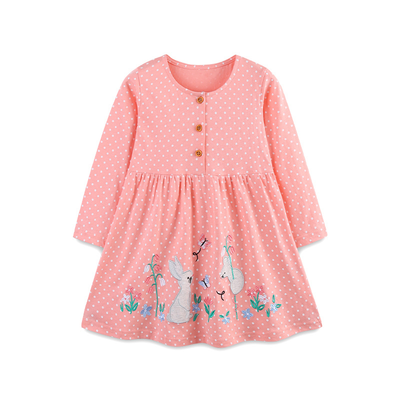Bellafa Toddler Girls Embroidery Applique Long Sleeve Dresses 2-7T ...