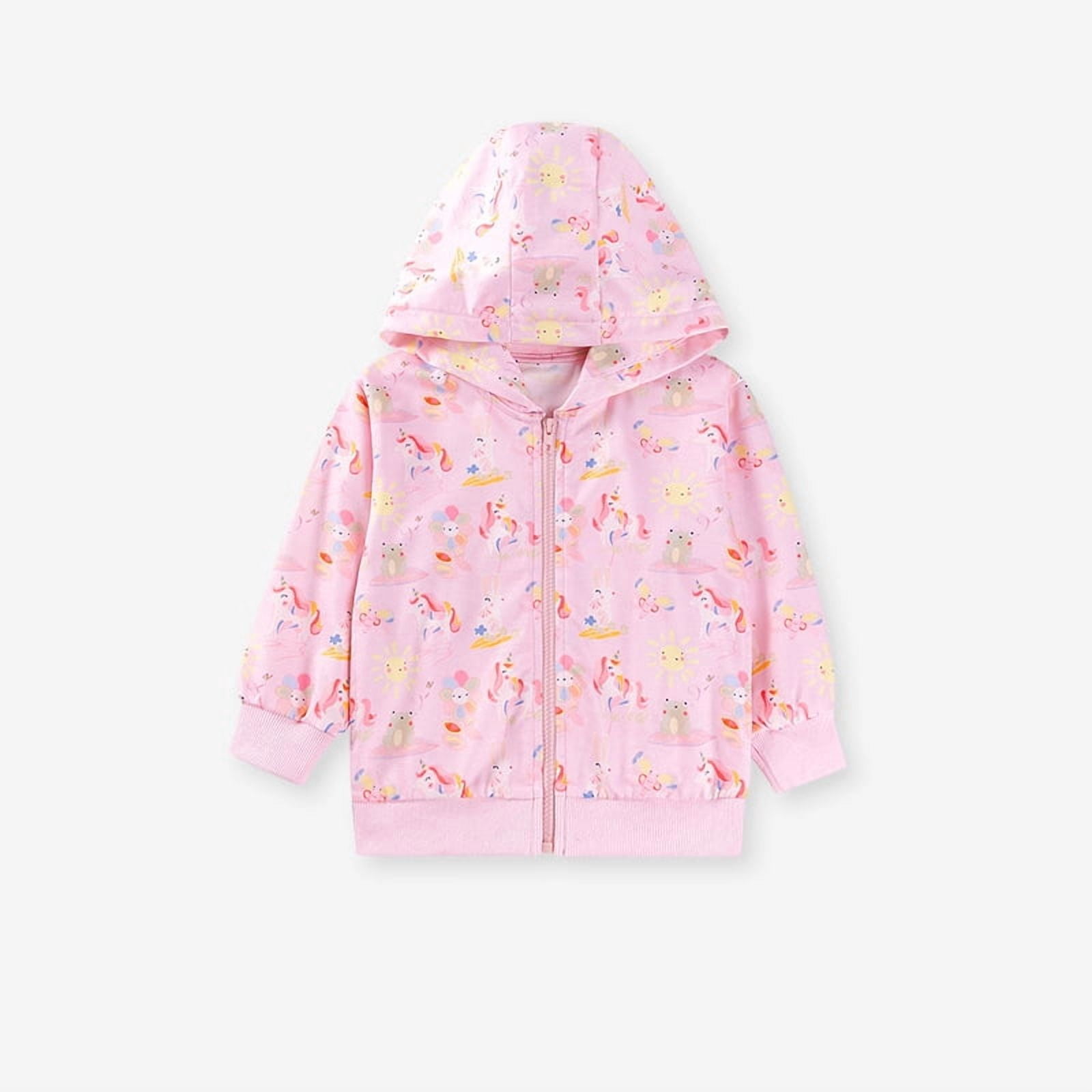 Bellafa Toddler Girls Rainbow Unicorn Jacket Little Girls Hooded Zipper ...